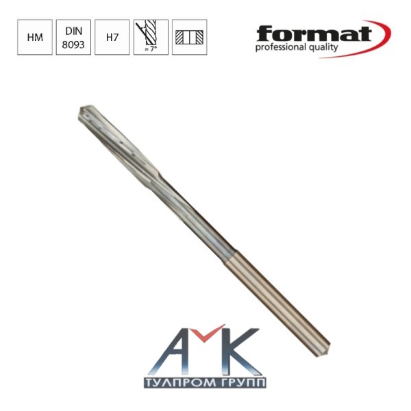 Развертка машинная D5 мм арт. 1546 0500, по DIN 8093, B, K10, HM, H7, угол 7°, цилиндрический ...